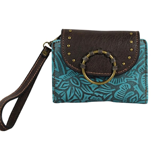 Tony Lama | Bags | Tony Lama Turquoise Tooled Leather Wallet Nwt | Poshmark